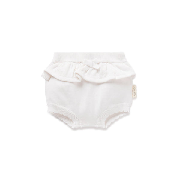 White Floral Ruffle Knit Bloomers – Room For Two